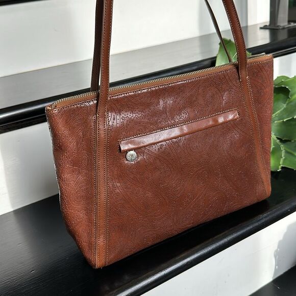 Monsac | Bags | New Monsacgenuine Leather Tooled Shoulder Tote Handbag ...